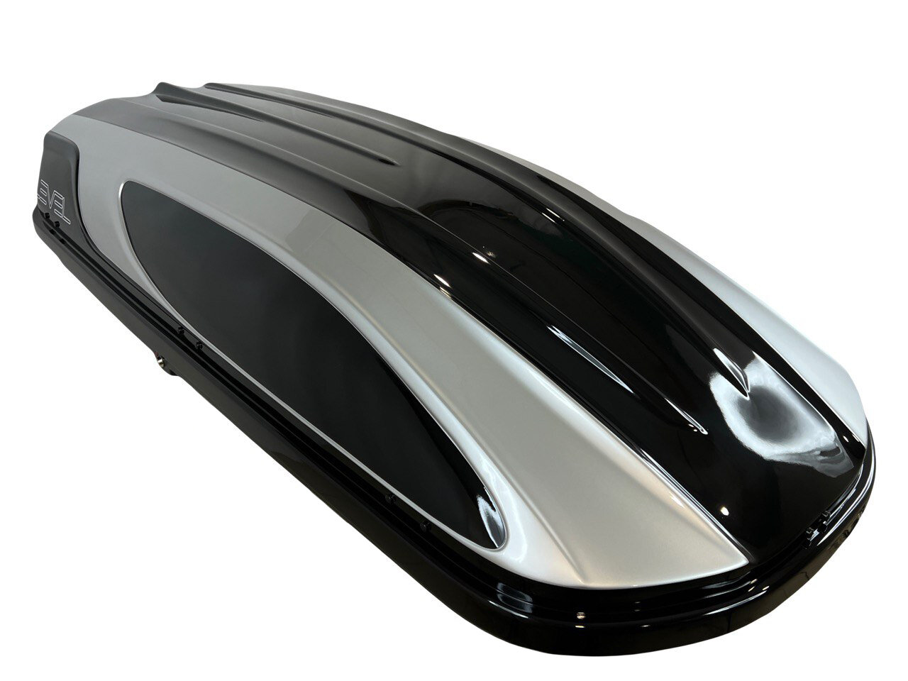 Автобокс на крышу LEVEL 450, Касатка чёрная с выделением серого, 450 литров, 190х80х45 см, с двухсторонним открытием