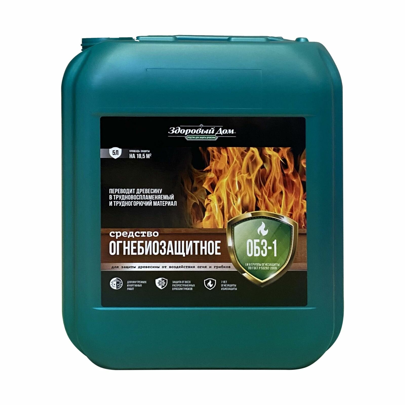 Деревозащитное средство Здоровый Дом объем 5 л, огнебиозащитные свойства (ОБЗ-1)