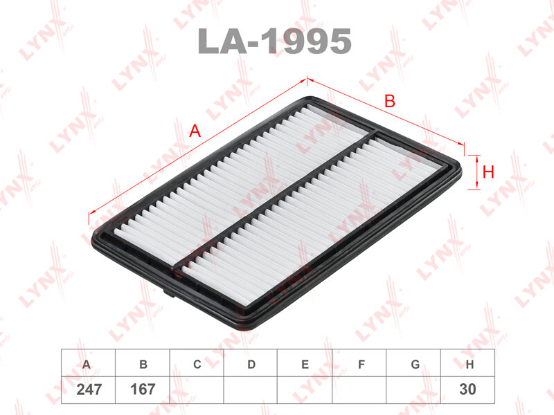 Фильтр воздушный LYNXauto LA-1995 для DAIHATSU Atrai 0.7-1.3 99>/Cuore VI 0.7 03>/Extol 1.3 03-05/Handi 0.7 95-98/Mira Gino 0.7 98-03/Move 0.7 98-02/O