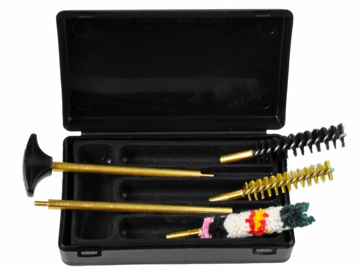 Набор для чистки пистолетный в пластиковом футляре, калибр 9мм, шомпол латунный