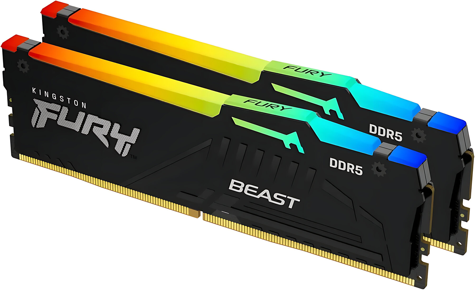 Модуль памяти DIMM DDR5 16Gb, 5600Mhz, 2x8Gb, Kingston FURY Beast RGB (KF556C40BBAK2-16)