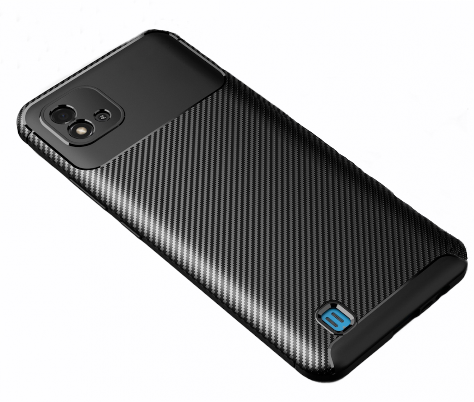 Чехол панель-бампер MyPads для Realme C20 из силикона с матовой карбоновой текстурой черный