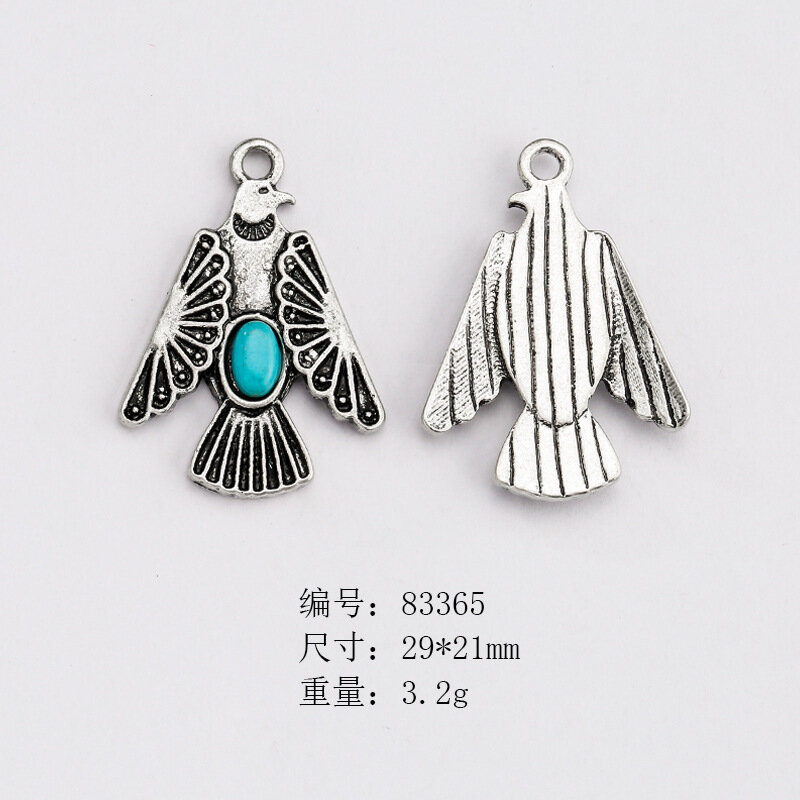 Европейские и американские этнические украшения в ретро-стиле, персонализированные, популярные на международных рынках: браслет, ожерелье и подвеска из бирюзового сплава для самостоятельного изготовления.