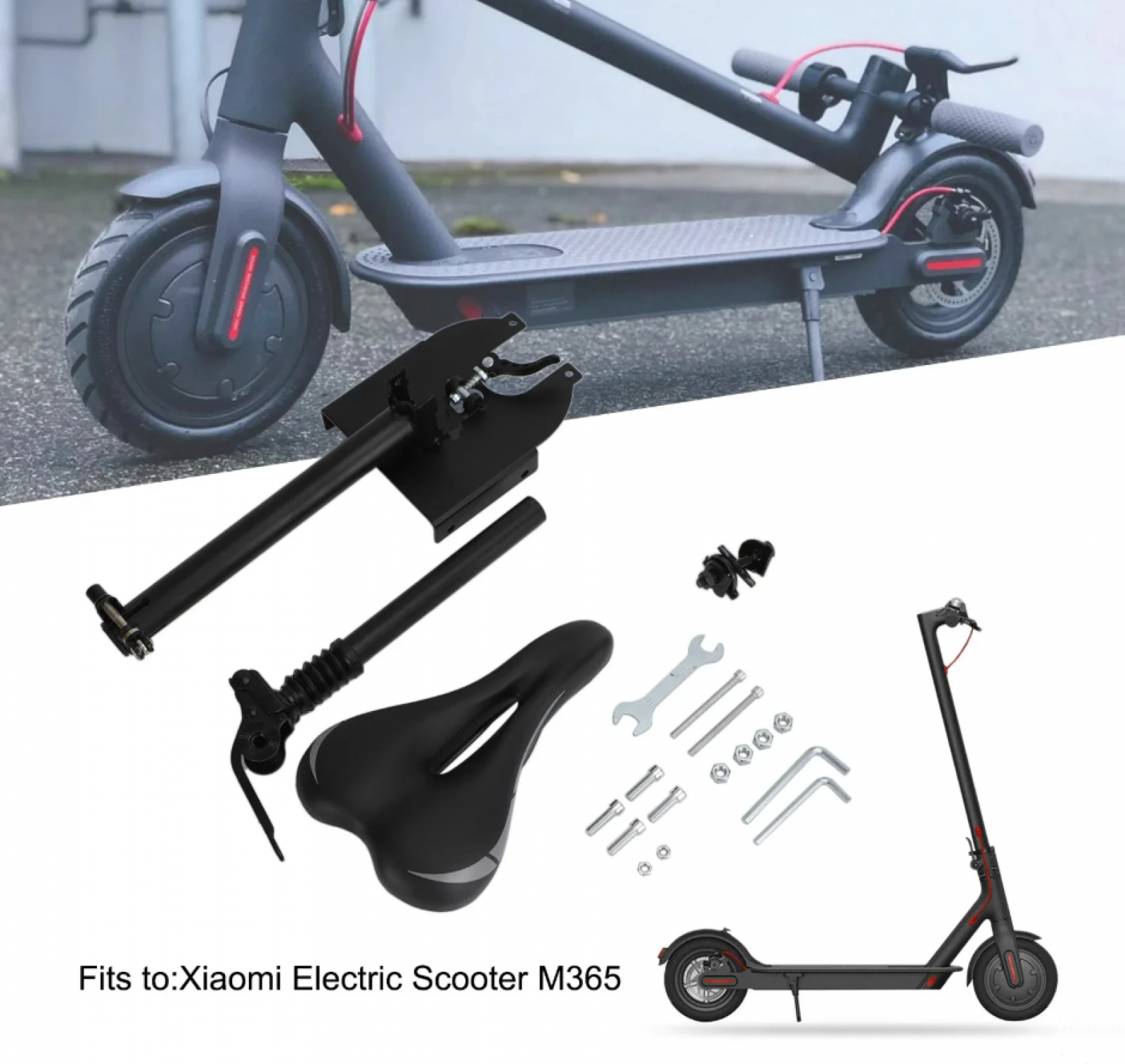 Сиденье MyPads для электросамоката Xiaomi M365/1S с амортизатором и опорой, черное