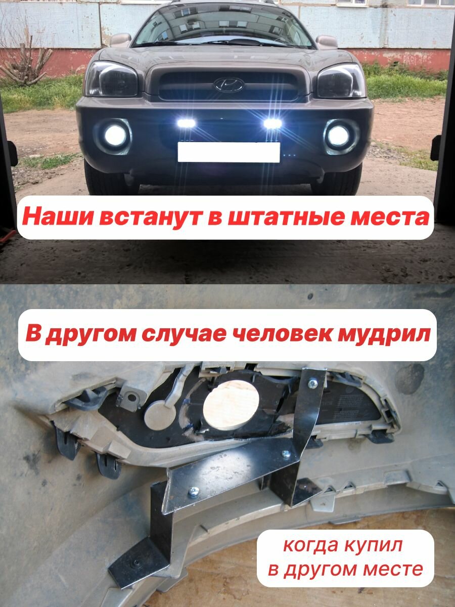 Противотуманные фары линзы Led Hyundai Santa Fe Classic 1 (2000-2012) лед туманки птф Мазда Ц Икс 5 100W, 6000K, 12-24V, 2шт