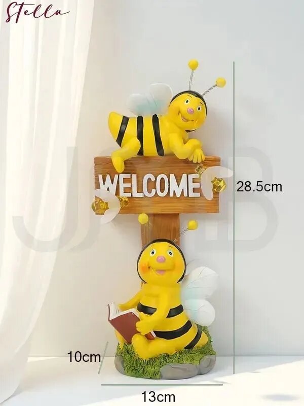 Садовая фигурка в виде пчелы с подсветкой, Welcome, пластик — фото 1