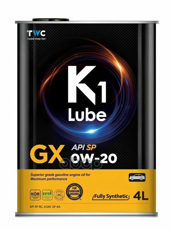 K1 Lube K1 Lube GX SP 0W20 4L масло моторное API SP-RC, ILSAC GF-6A, Fully Synthetic шт.