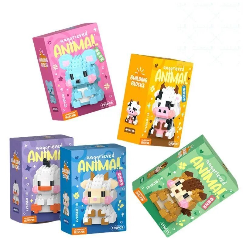 Мини-конструктор aaggrieved ANIMAL 3D фигурка животное корова мышь овца утка 159-200шт