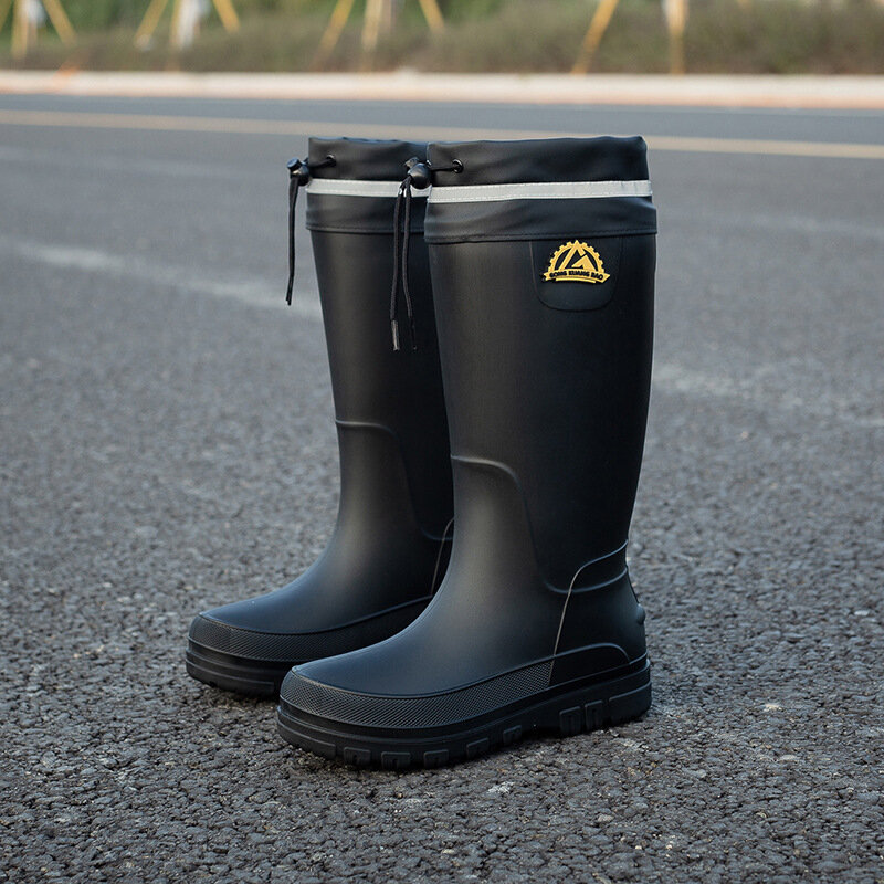 Мужские высокие резиновые сапоги, нескользящие водонепроницаемые сапоги, водонепроницаемая обувь, износостойкие резиновые сапоги для взрослых, резиновые туфли для рыбалки и прогулок по пляжу. Размер обуви. EU:45