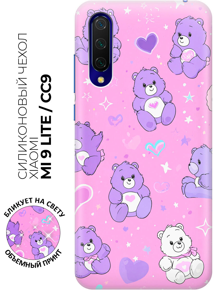 Силиконовый чехол на Xiaomi Mi 9 Lite / CC9 с принтом "Мишки и сердечки"