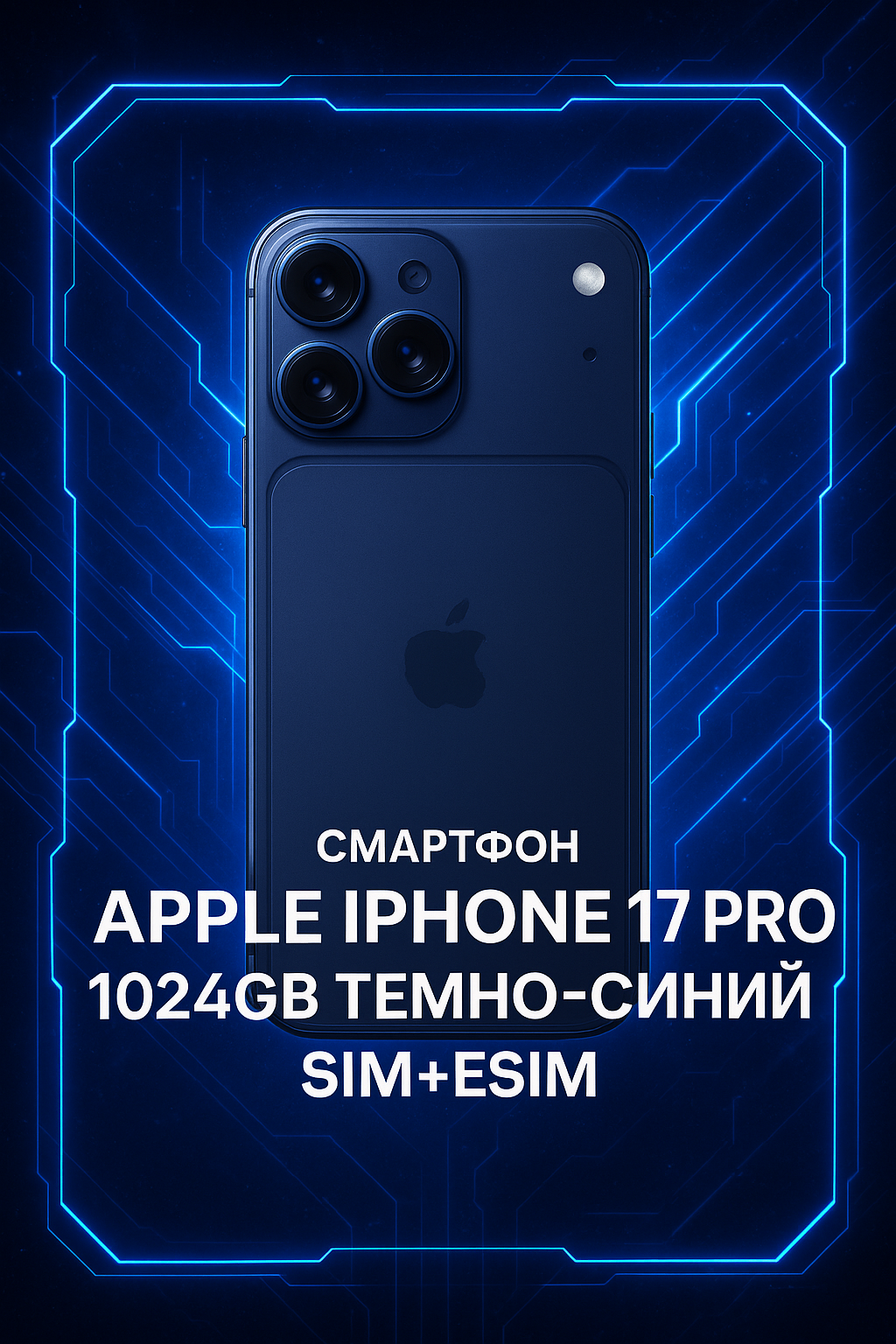 Смартфон Apple iPhone 17 Pro 1024GB Темно-Синий (Deep Blue) Sim+ESim