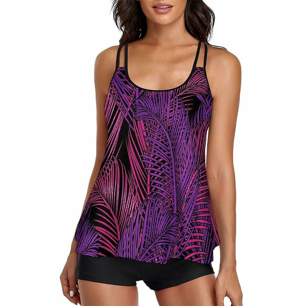 Танкини для женщин (2 шт.), фиолетовый цветок - S