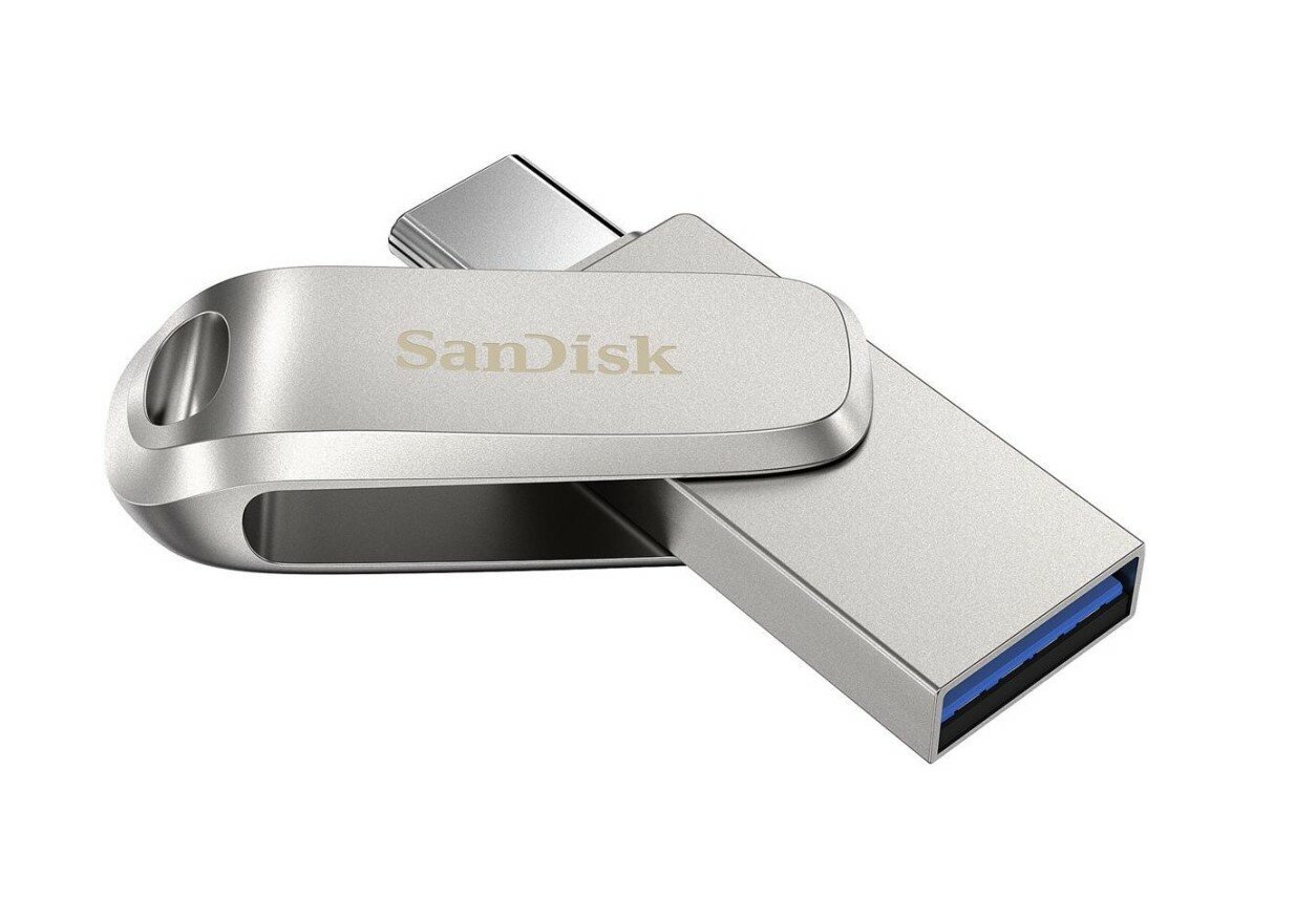 USB накопитель SanDisk Ultra Dual Drive Luxe 256 ГБ, USB 3.1 Gen 1, серебристый SDDDC3-256G-GAM46