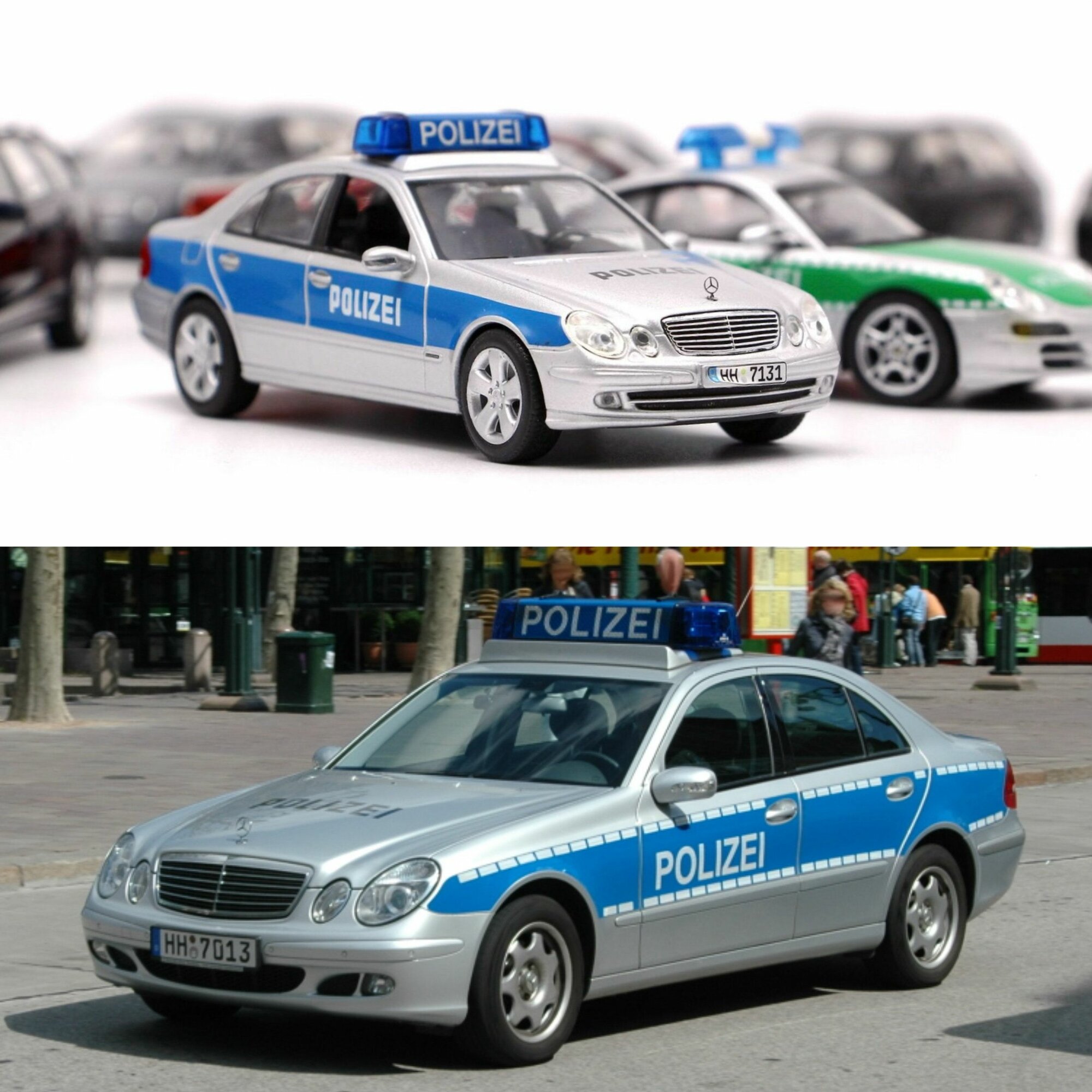 Minichamps Mercedes-Benz Немецкий полицейский автомобиль E- W211 Седан E220 E-Class 2002 Машина в масштабе 1:43
