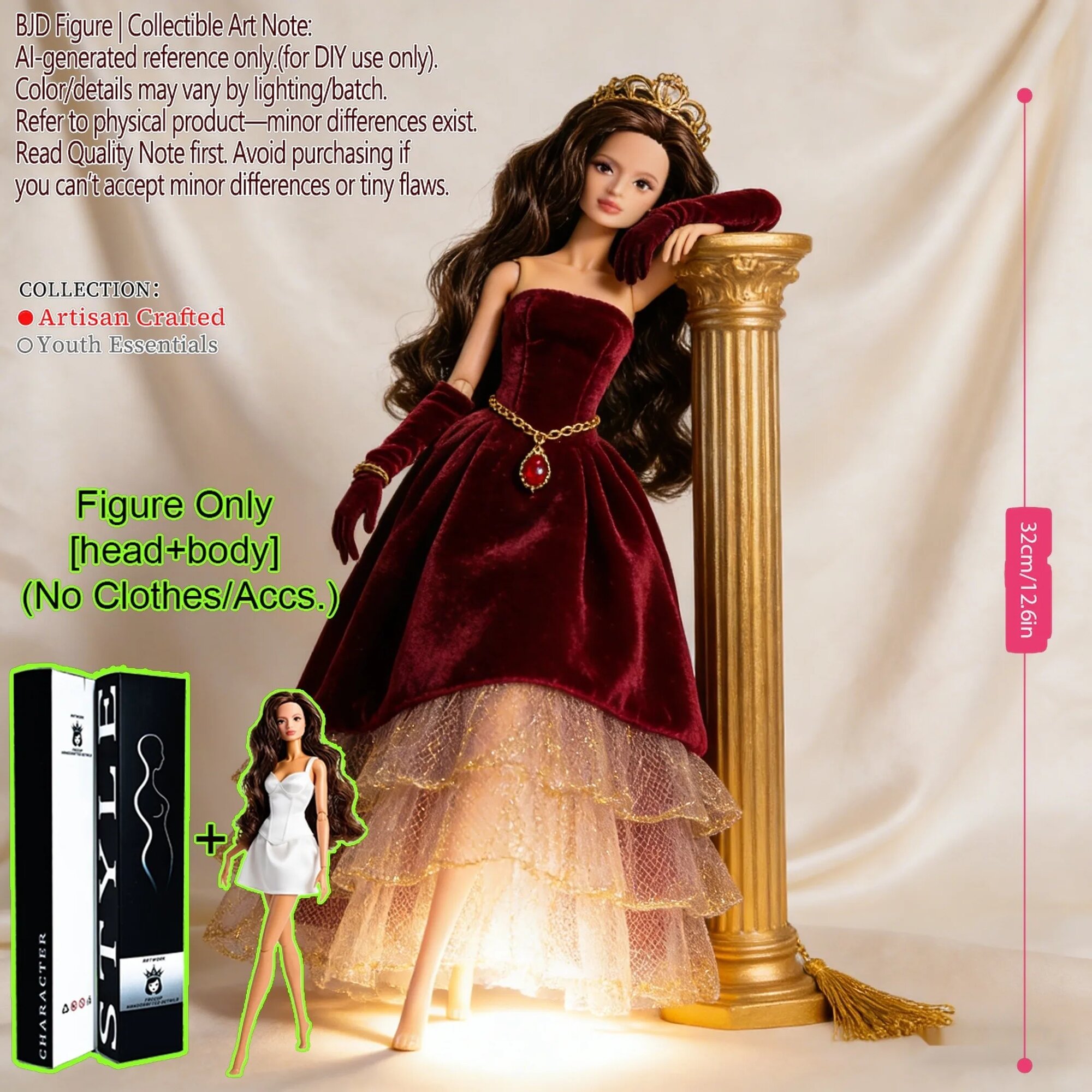 BJD кукла 12,6 дюймов Бордовый, TypeG