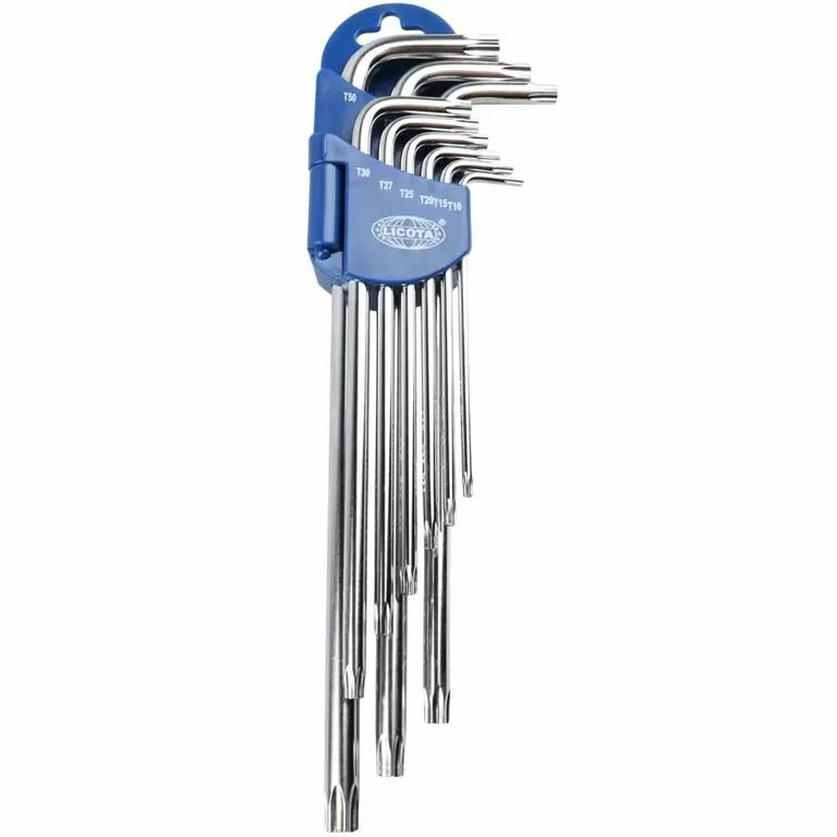 Набор торксов угловых экстрадлинных с отверстием 9пр. T10-T50 Licota 2TF30091DPM