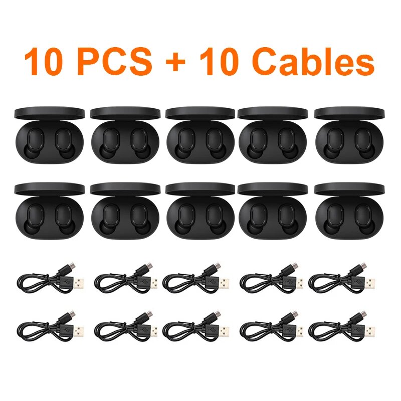 10 шт. Redmi Buds Essential 2C, черные, кабель USB