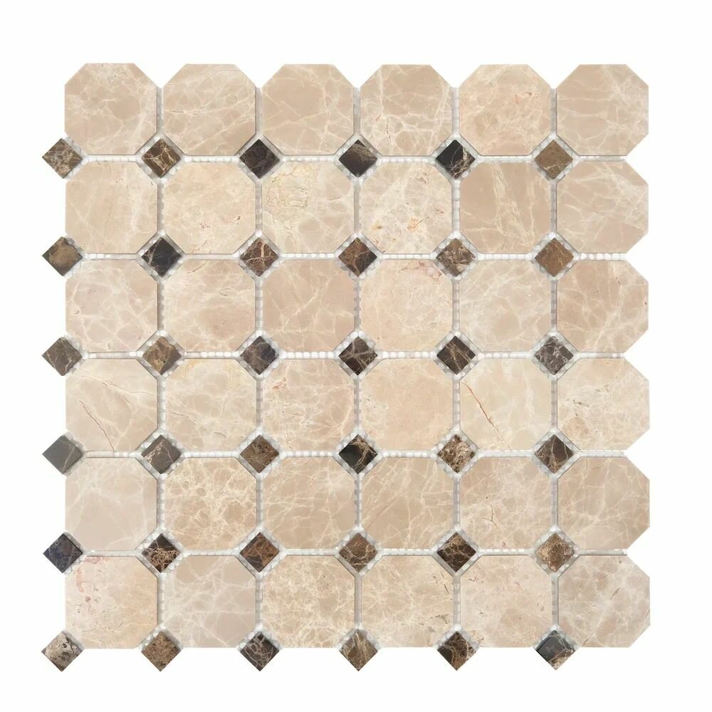 Плитка мозаика КерамограД их натурального камня на сетке для стен кухни и фартука, влагостойкая износостойкая, 30х30см/ 20 сеток