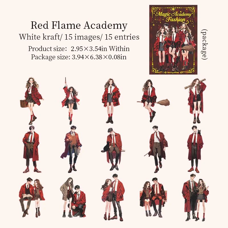 Наклейки Red Flame Academy, 15 шт, Цвет: B
