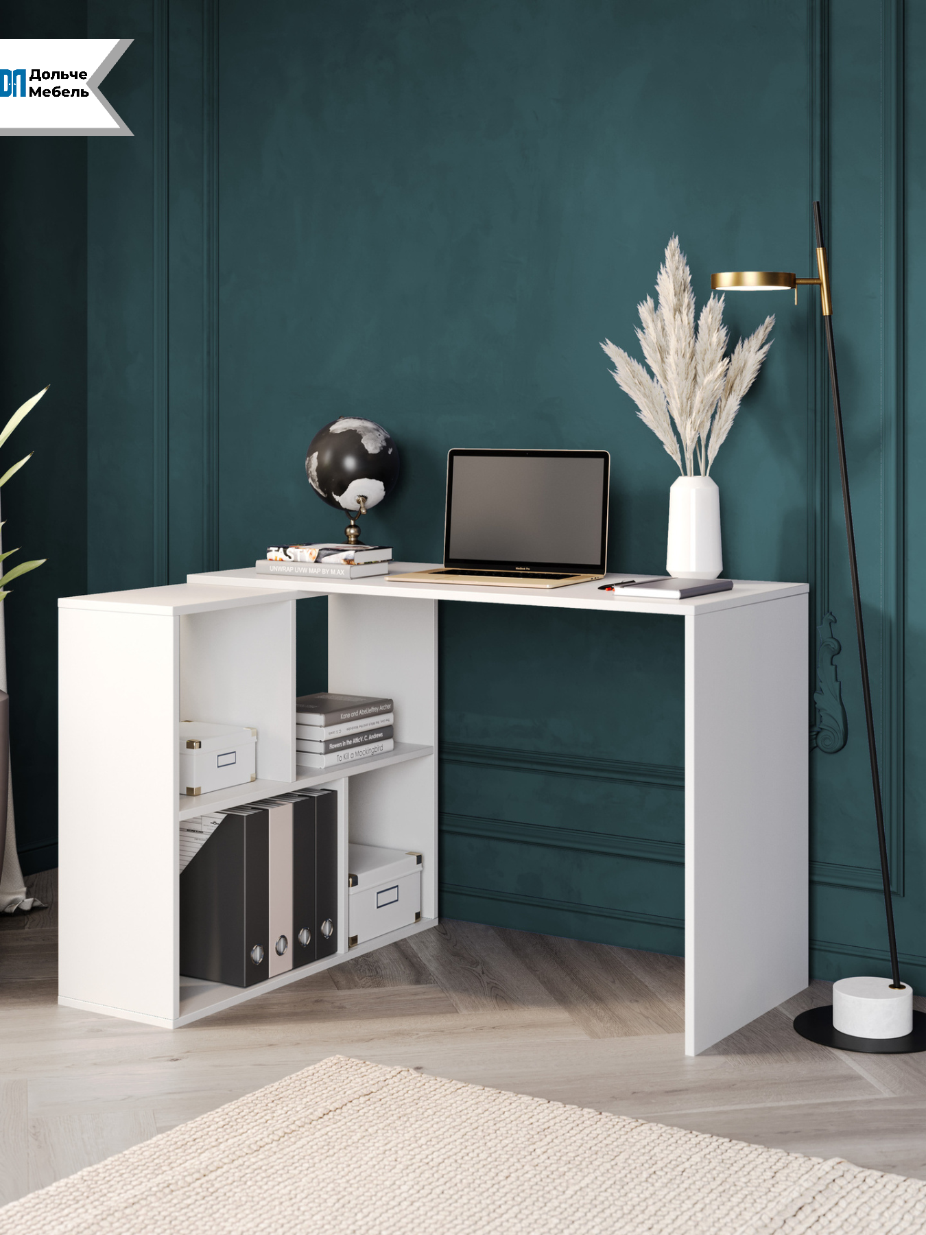 Стол компьютерный трансформер СТК 5, письменный с полками для компьютера, рабочий для дома и школьника, белый текстурный