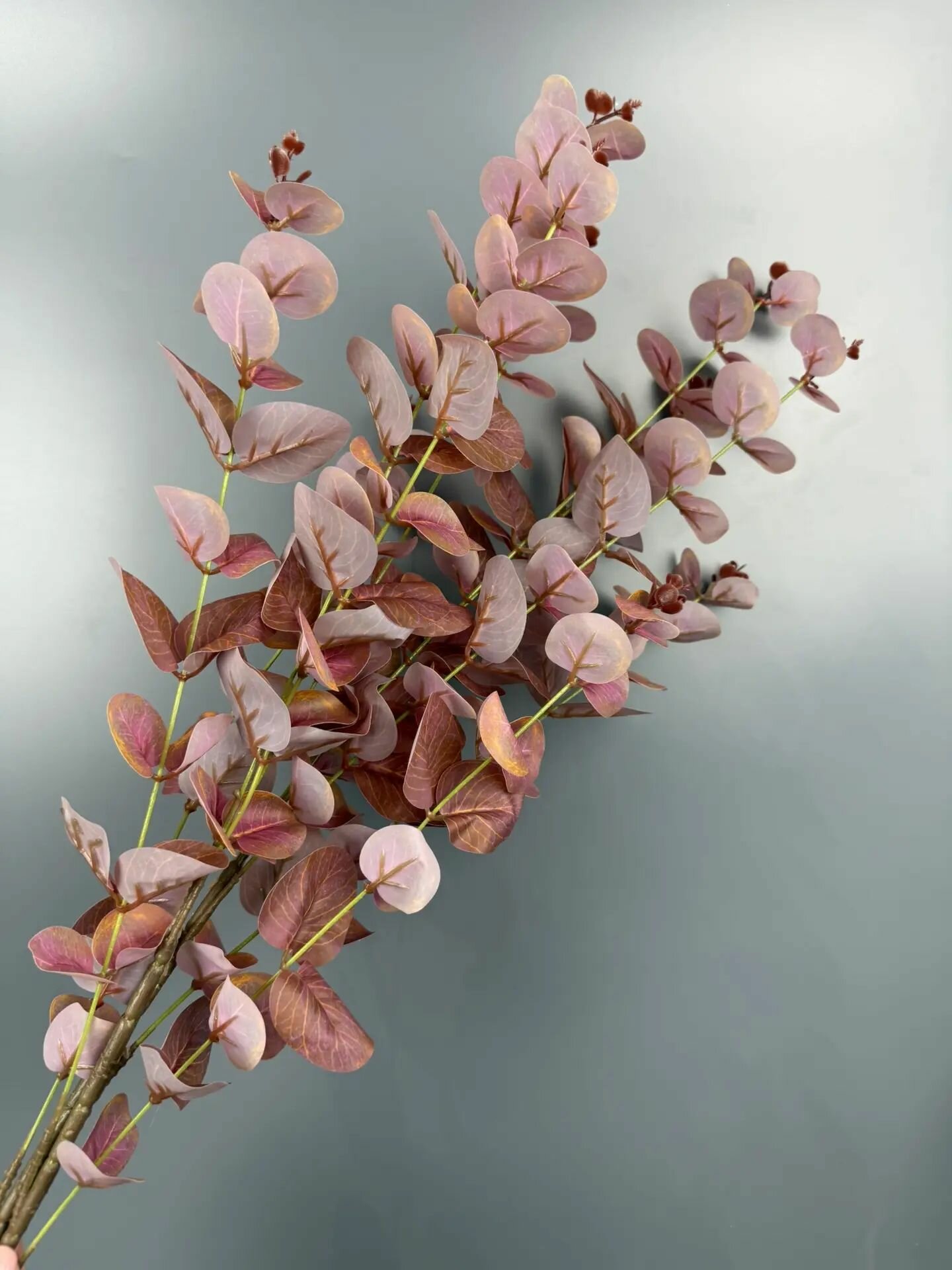 Искусственные цветы растение Эвкалипт 2 шт для декора и интерьера премиум серия красный