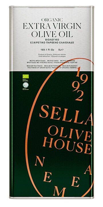 Оливковое масло 5л Sellas Organic (Bio) (Греция, Пелопоннес, органическое, Extra Virgin, жесть)