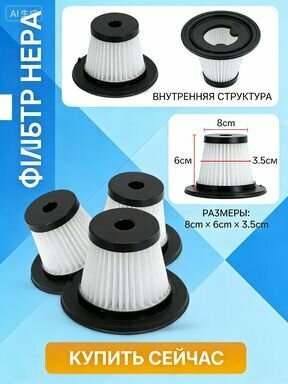 Фильтр hepa для автомобильного пылесоса нера 3 штуки