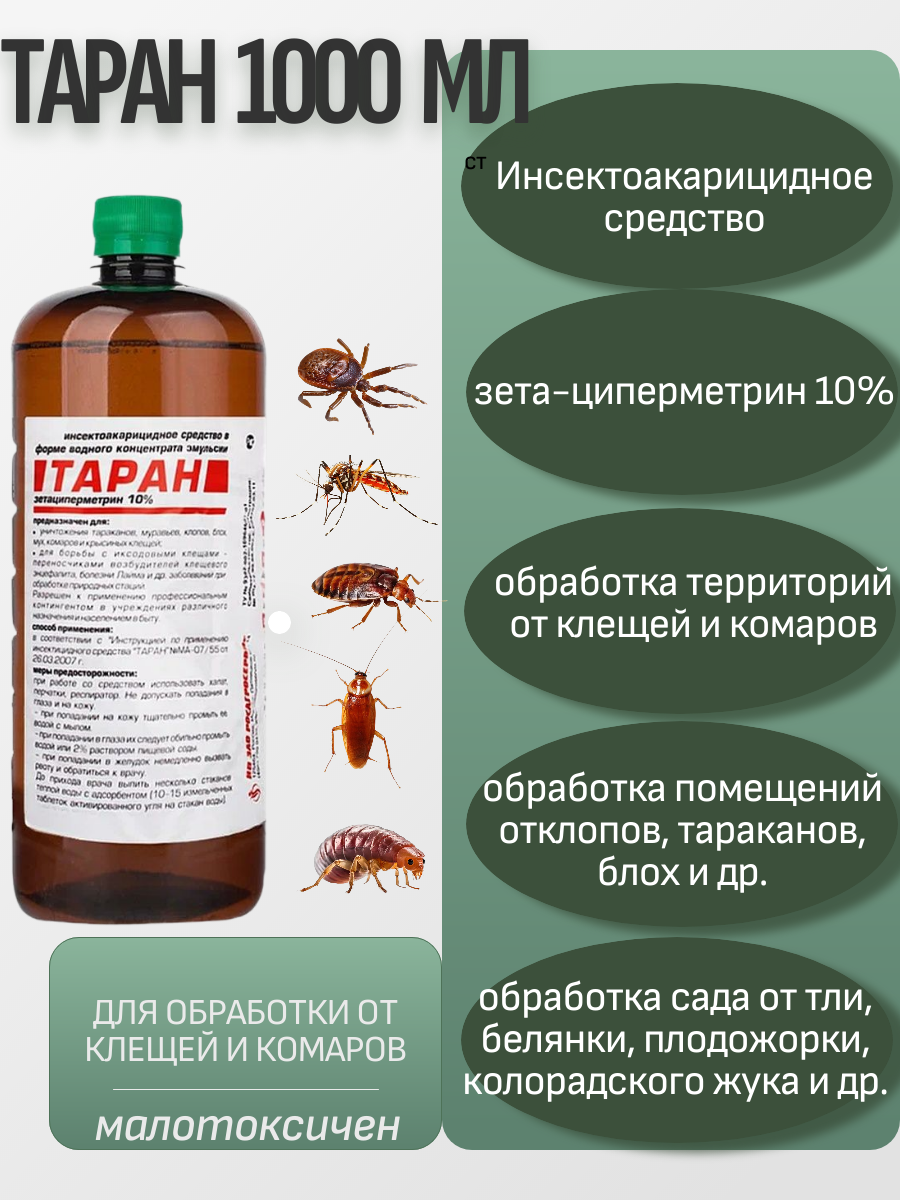 Таран средство от иксодовых клещей комаров тараканов клопов муравьев блох 1000 мл
