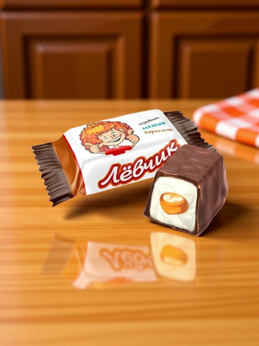 Конфеты шоколадные Левчик, с мягкой карамелью и сливочным вкусом, Свит Лайф, 1кг