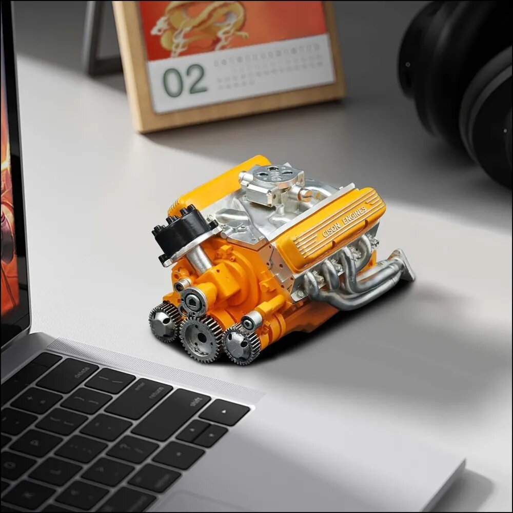 Сборная модель двигателя V8 CISON ENGINES 1/6 Желтый Смола Средняя Сложность 550г Китай — фото 1