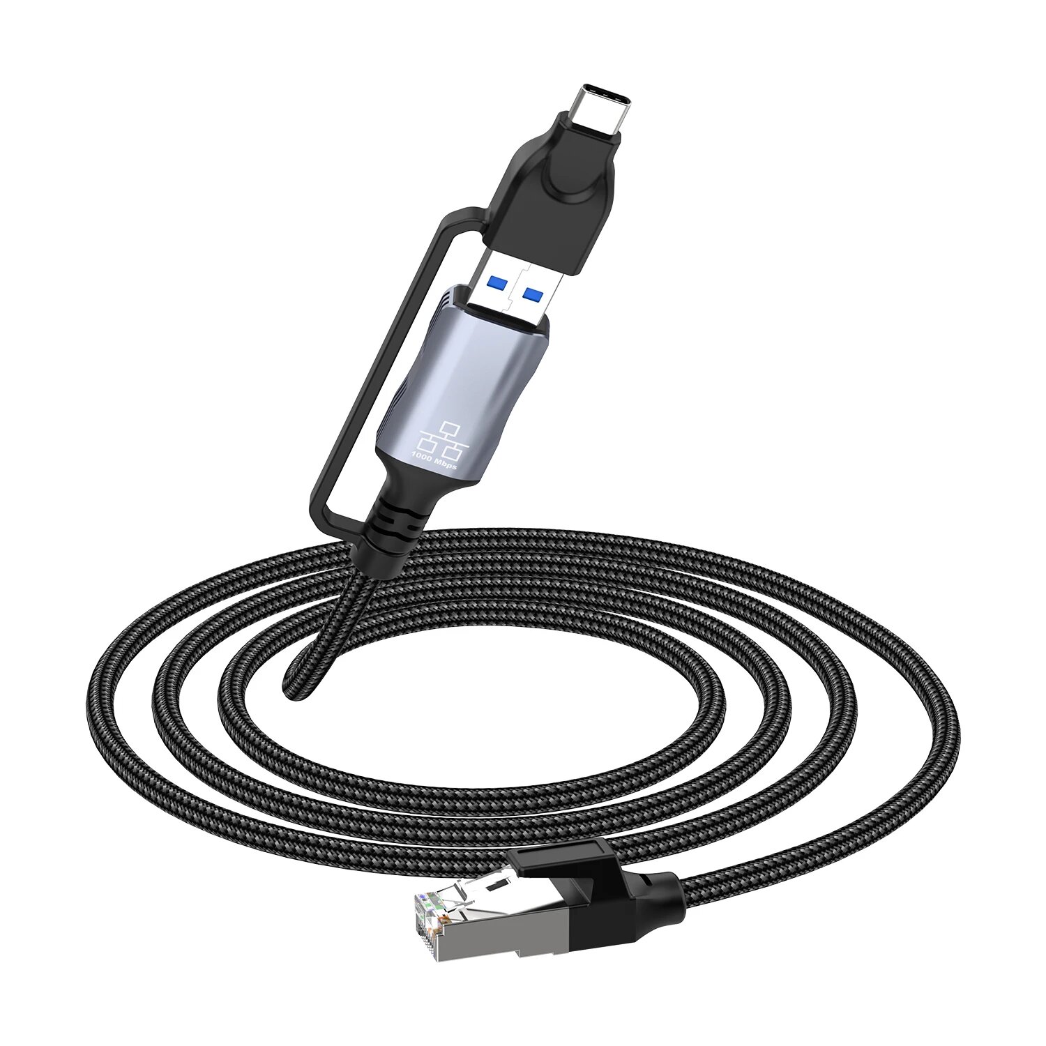 USB C - Ethernet Cat7, черный