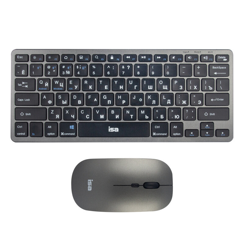Беспроводная клавиатура и мышь ISA KB-07 Dual-Mode Wireless 2.4G/Bluetooth, RUS версия, Серый