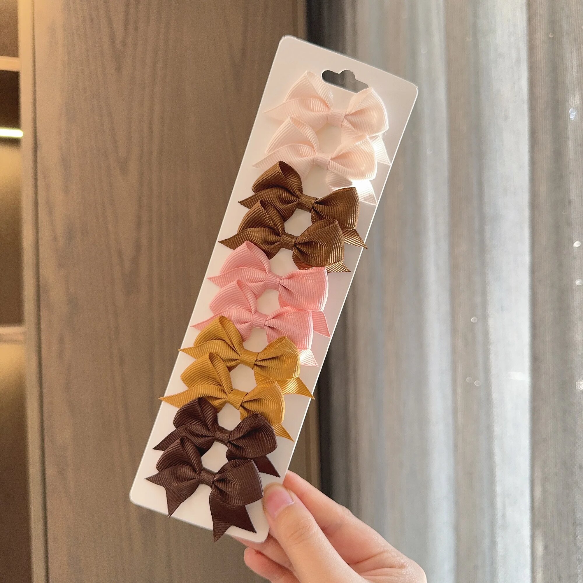 10 шт./компл, новые однотонные детские бантики, заколки для волос для маленьких девочек, лента ручной работы, заколка с бантом, заколки, аксессуары для волос