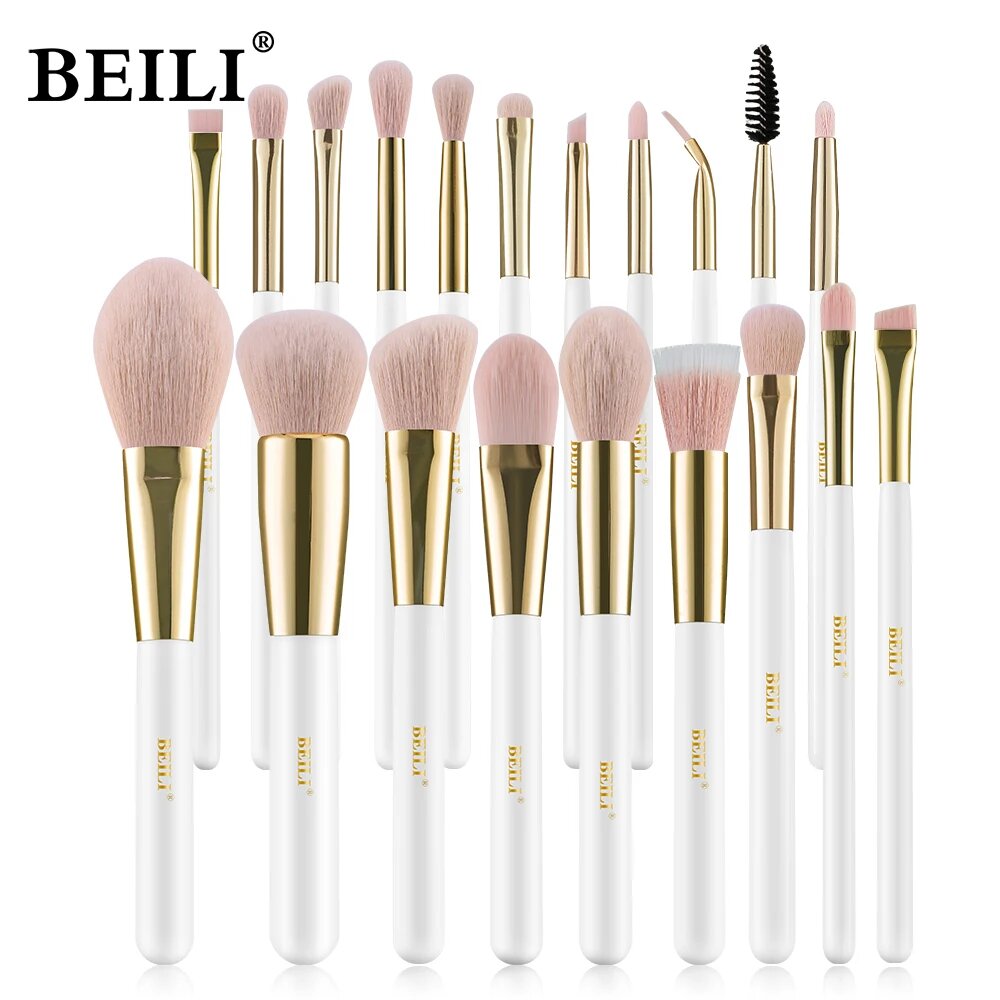 BEILI Белые золотые кисти для макияжа 12-30 шт WG-20pcs