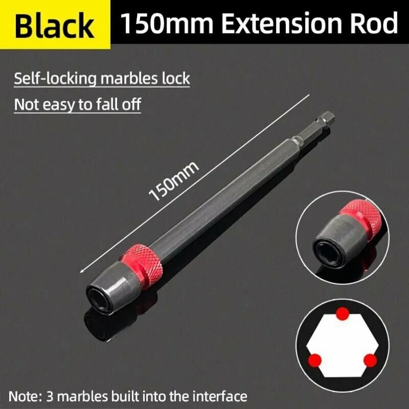 Держатель для бит, удлинитель для бит, адаптер для бит с фиксатором, 1/4" шестигранный хвостовик, 150 мм, 1 шт.