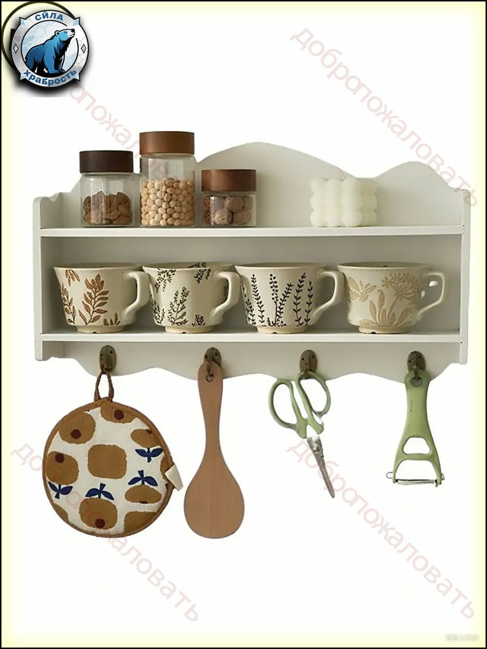 Шкаф навесной Витрина, для ваших коллекций, полка-в ретро стиле, декор в интерьер