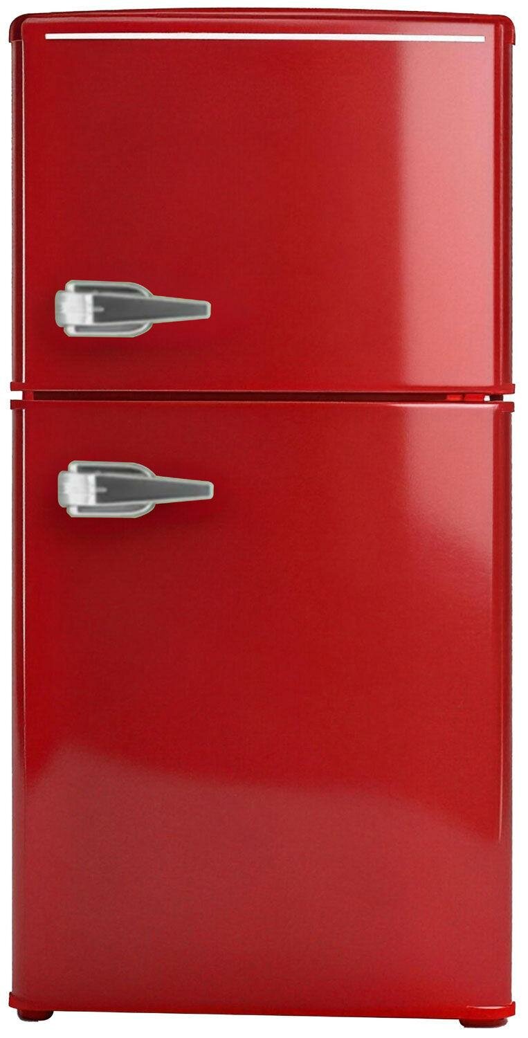 Холодильник Ascoli ARDFRR100 Ретро красный, двухкамерный с верхней морозилкой, 87.6х45.3 см