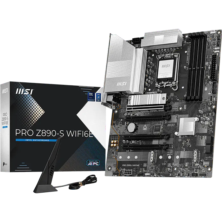 Материнская плата MSI PRO Z890-S WIFI6E Soc-1851 Intel Z890 4xDDR5 ATX AC`97 8ch(7.1) 2.5Gg RAID+HDMI+DP