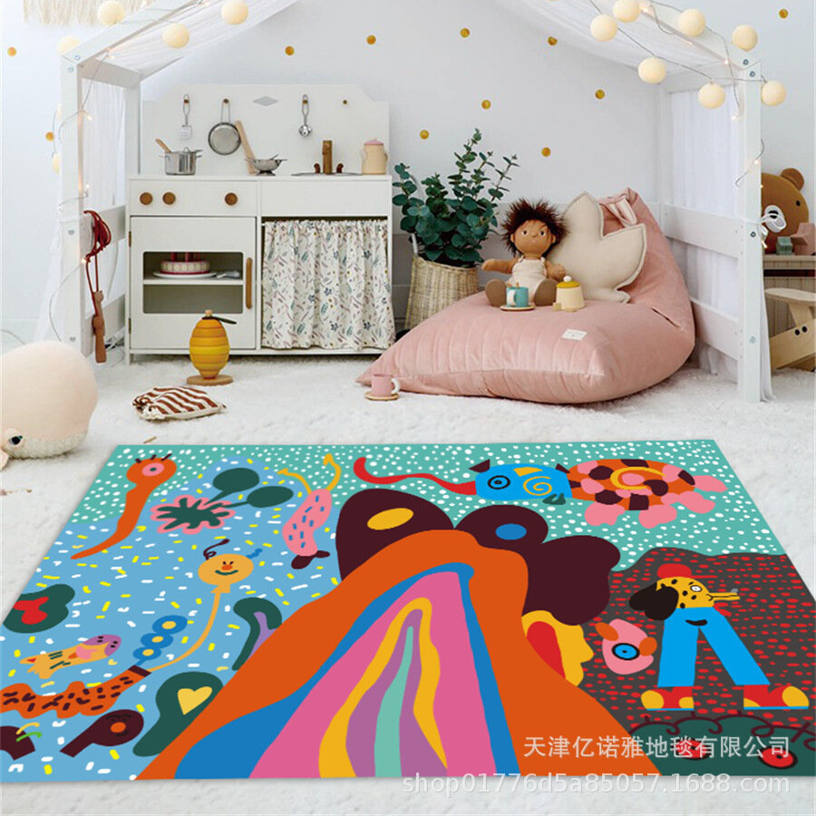 Полное ковровое покрытие для гостиной, современный минималистичный дизайн с граффити, теплоизоляционный и теплый, коврик для журнального столика из искусственного кашемира, износостойкий прикроватный коврик для спальни.