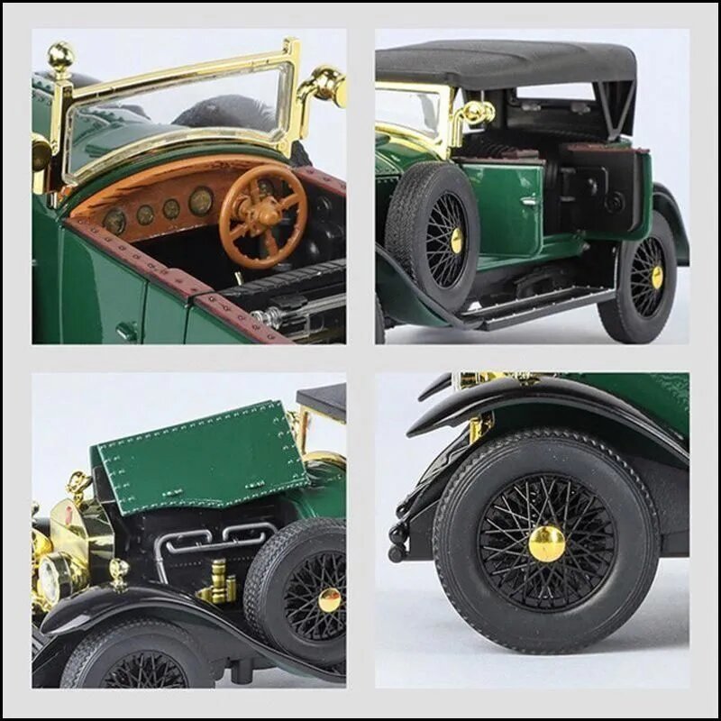 Rolls-Royce Phantom I 1/24 Масштаб Зеленый Цвет со звуком и светом Металлический корпус Открывающиеся двери — фото 1