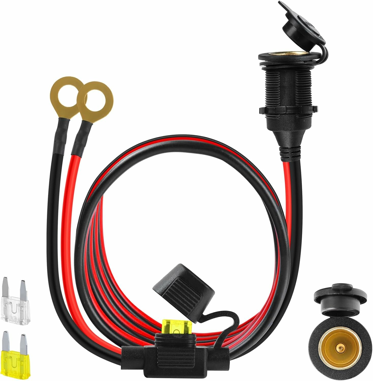 Розетка прикуривателя 2 фута, розетка прикуривателя 12 В 2,5 мм²/13AWG, розетка 12 В 20 А, водонепроницаемая и пыленепро