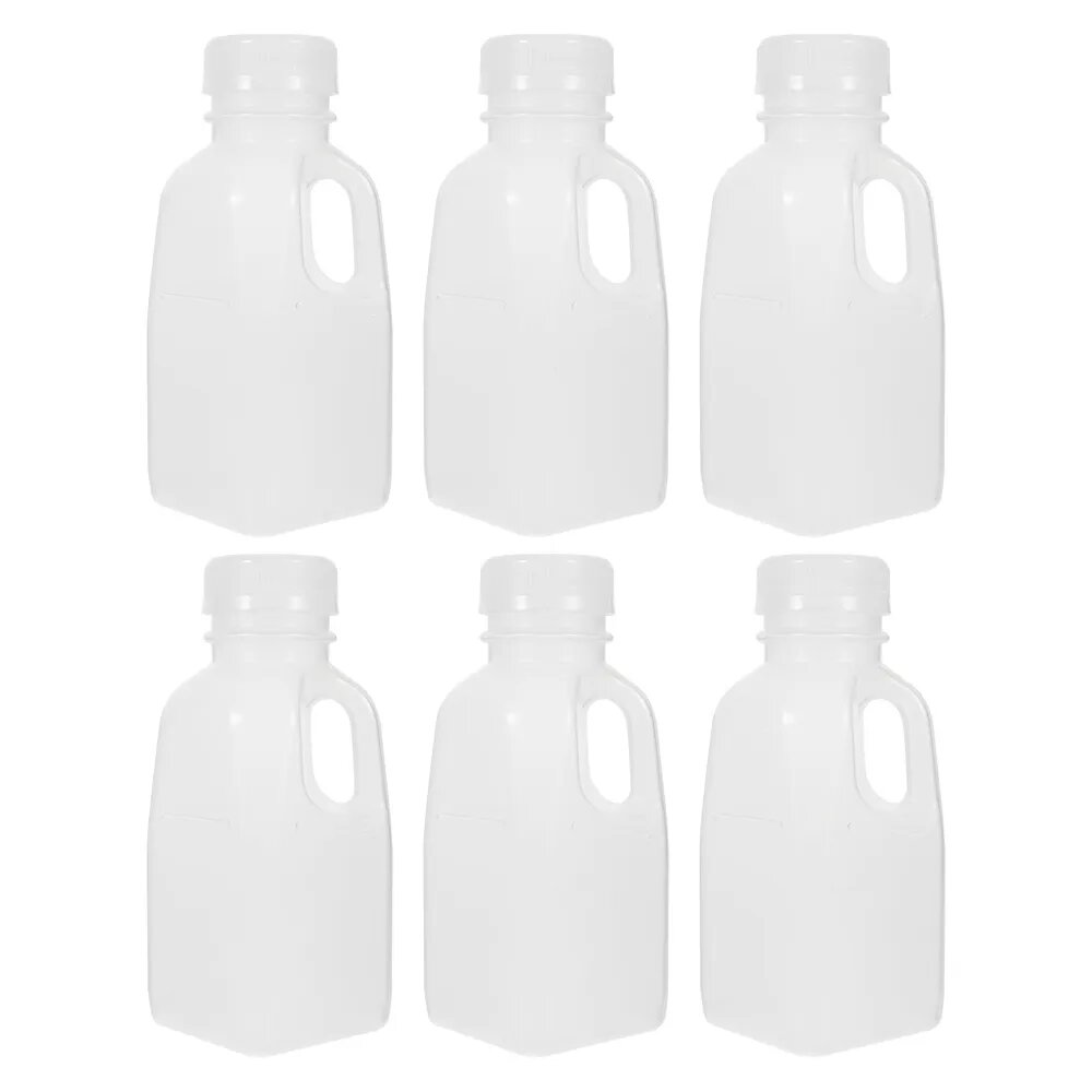 Прозрачные пластиковые бутылки для напитков из пп с крышками, набор из 6 штук, для хранения сока и молока