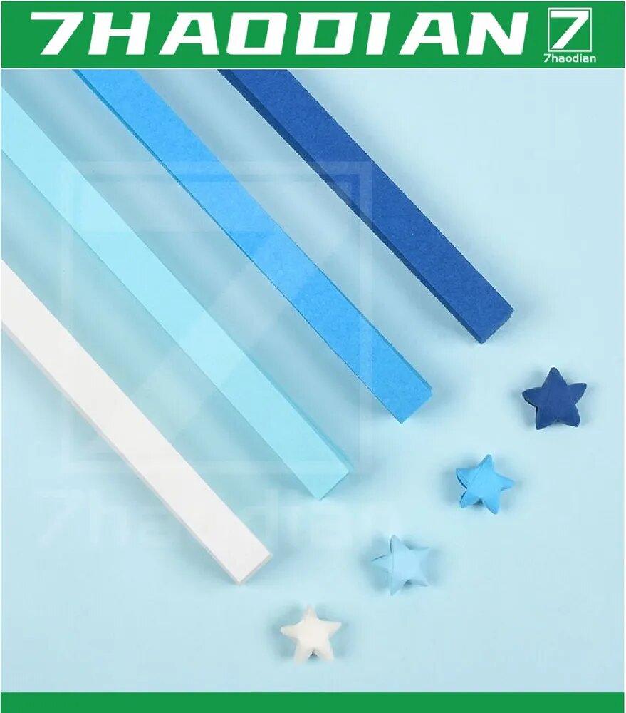 Бумага для квиллинга, для звездочек, оригами / бумажные полоски. Набор 540 шт. 4 цветов. Размер 23.5х1 см. Цвет синий.