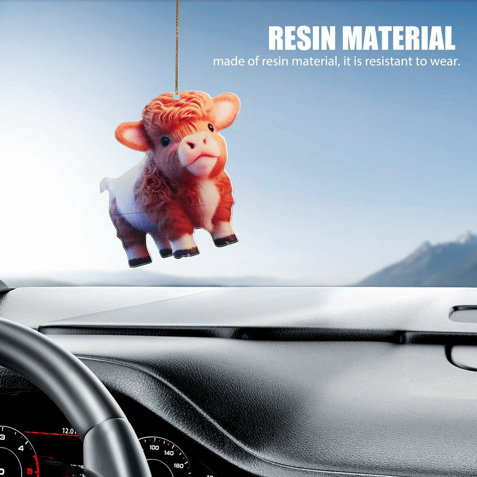 Подвеска из смолы в виде высокогорного бычка, декоративный элемент для авто и дома