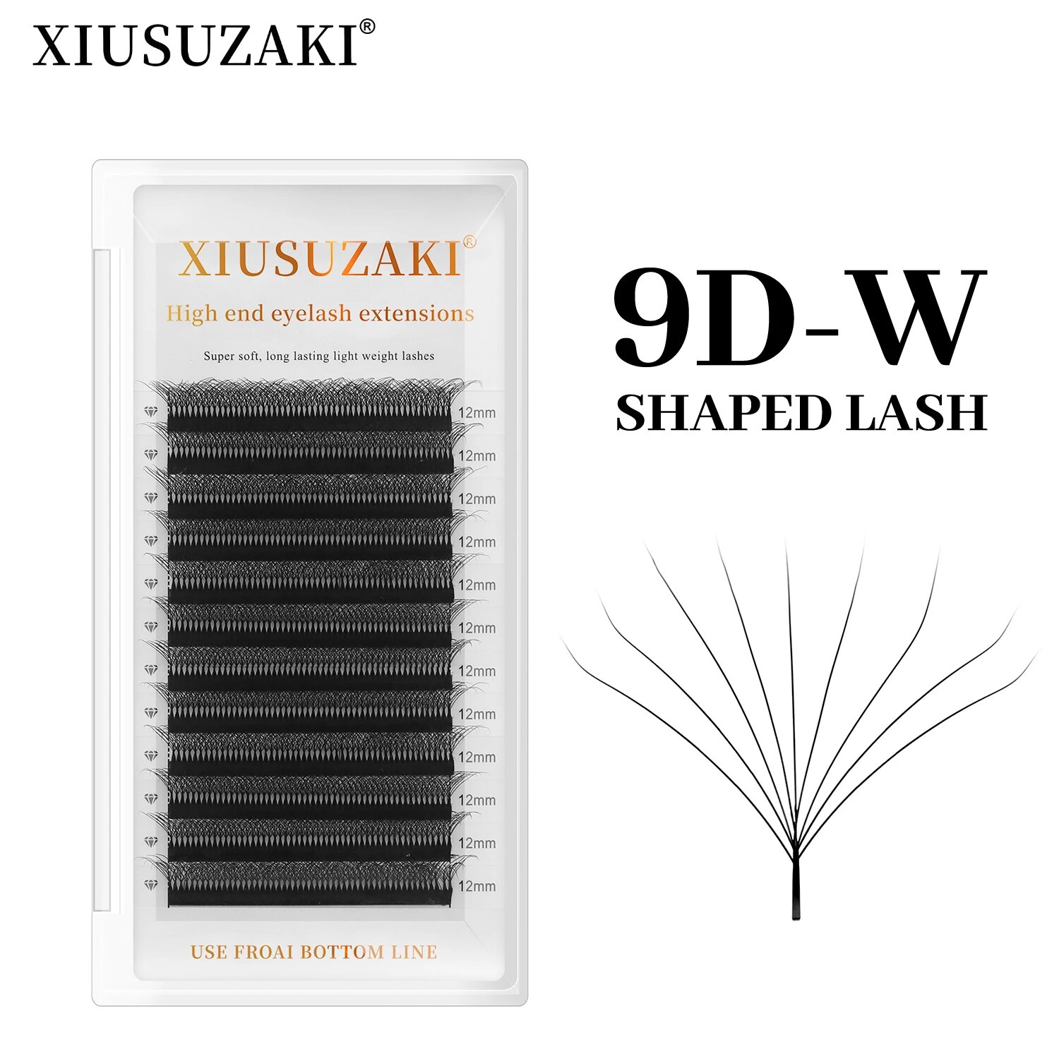 Индивидуальные накладные ресницы XIUSUZAKI 9D черные D, 11 мм
