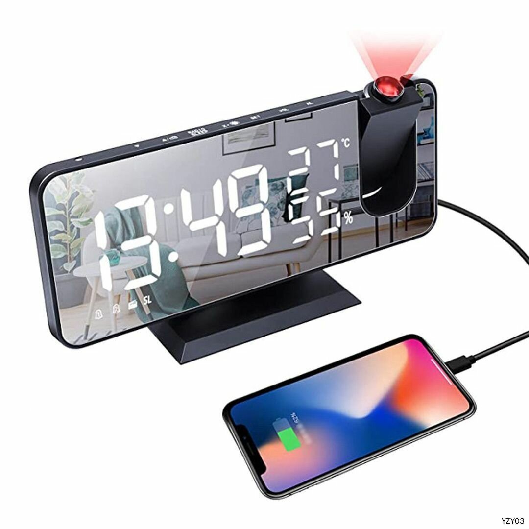 Настольные часы-радио с лазерной проекцией времени на стену или потолок и датчиком температуры