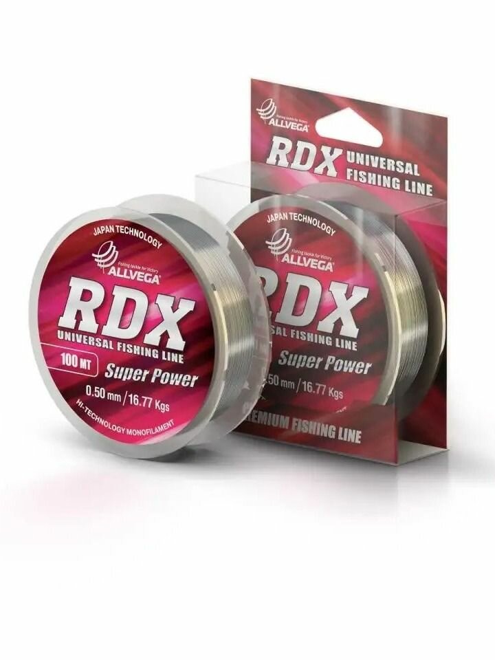 Леска для рыбалки RDX монофильная универсальная 0.50мм 100м 16.77кг прозрачная