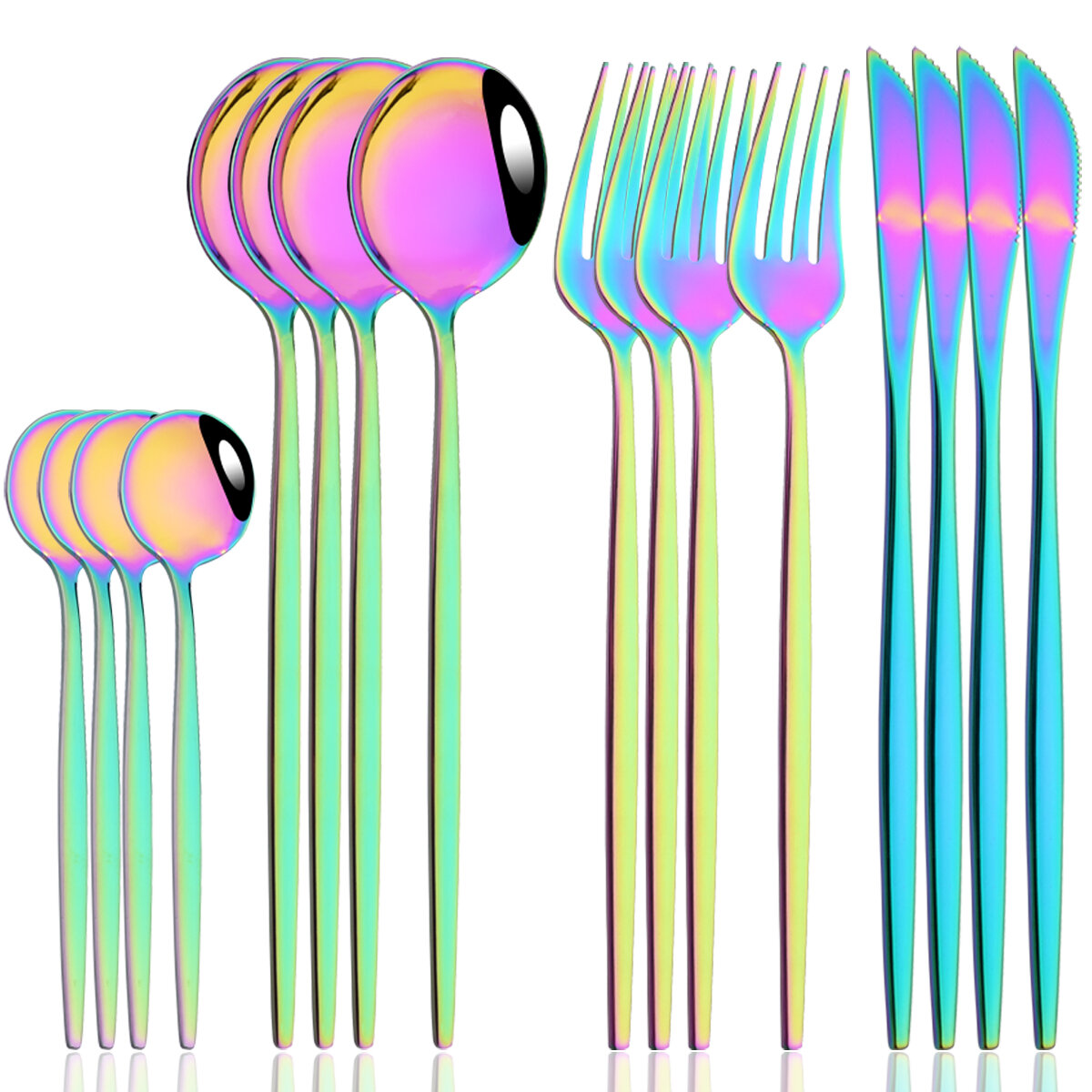 16 шт столовая посуда столовая посуда набор зеркало столовая посуда набор из нержавеющей стали вилка нож чайная ложка обед серебряная посуда кухня посуда набор