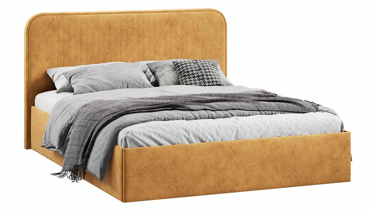 Кровать с ПМ Тиффани Тип 1 с заглушиной Микровелюр Wellmart Yellow