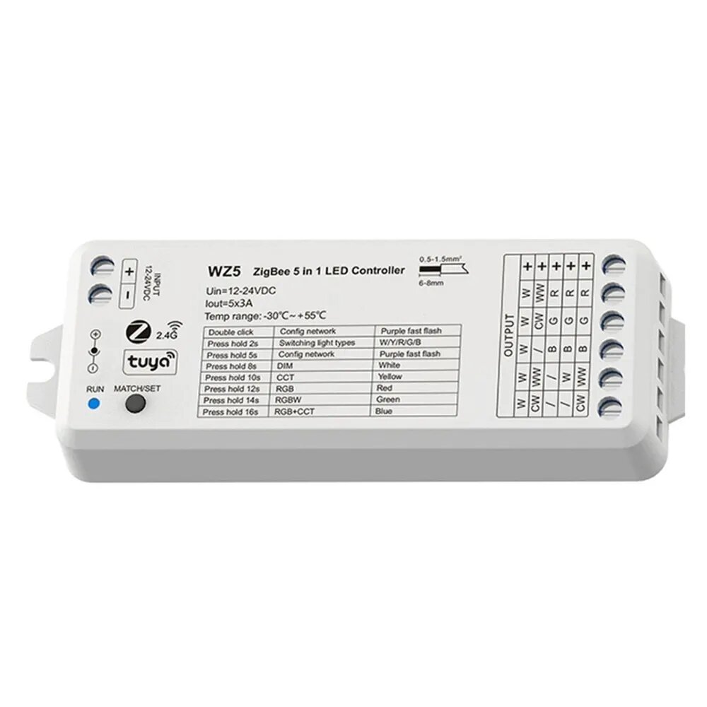 Светодиодный Контроллер Tuya ZigBee 5-В-1 RGB CCT RGBW RGBCCT DC 12 В 24